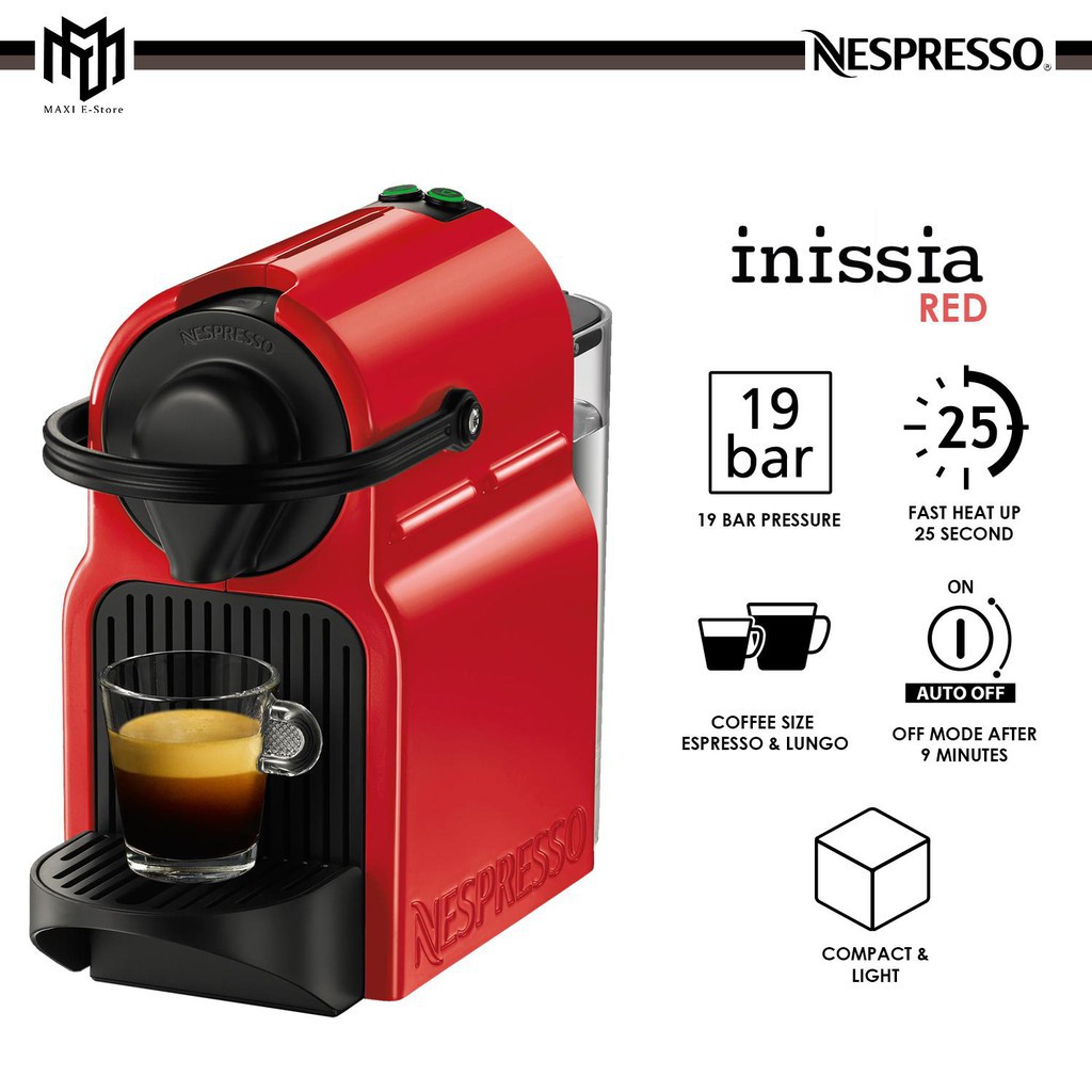 Nespresso C40-ME-RE-NE Inissia Coffee Machine Ruby Red - C40MERENE ...