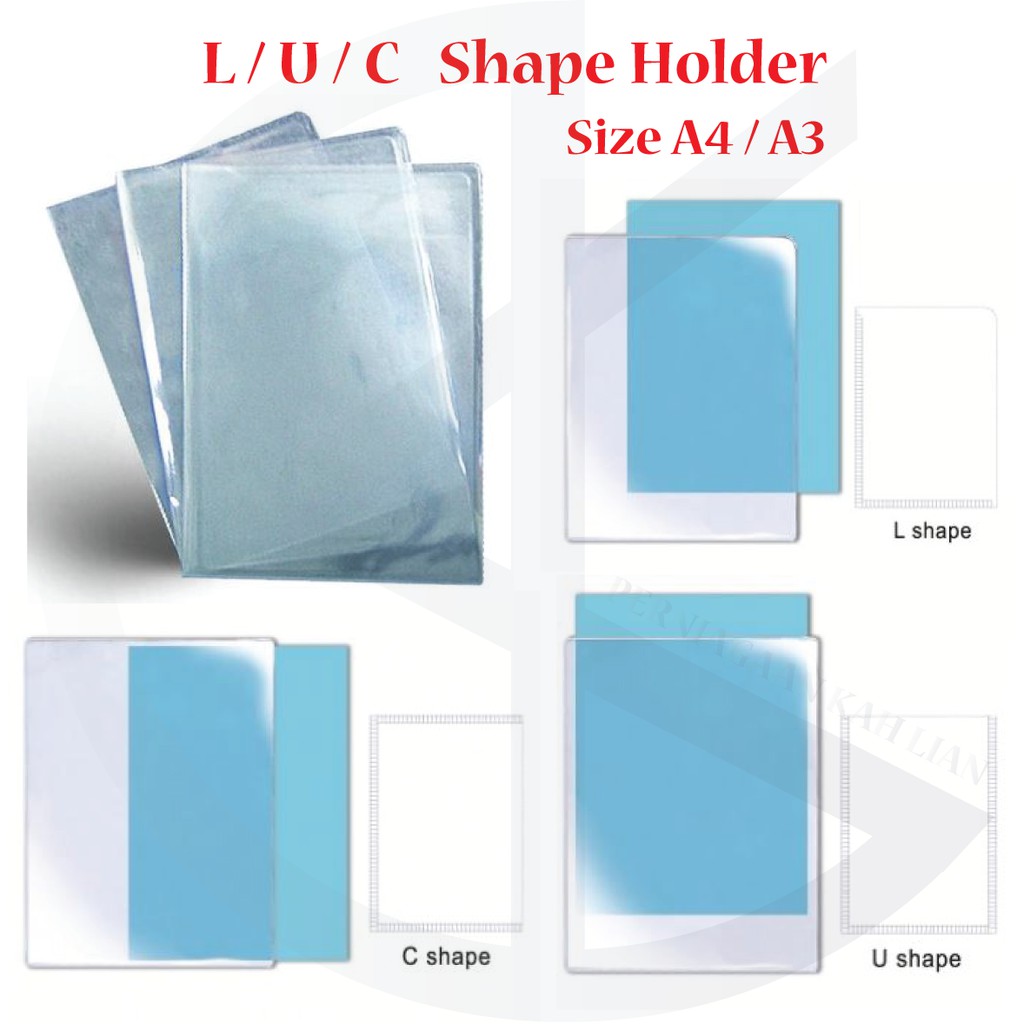 L Shape / U Shape / C Shape Clear Holder Transparent File Size A4 / A3 ...