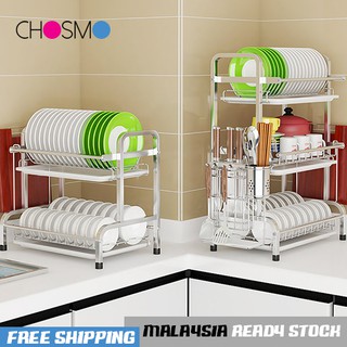 Rak Pinggan Cawan Besi Bertingkat Anti Karat 3 Layers Dish Rack ...