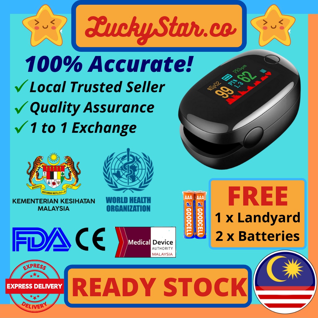 Ready Stock Oximeter Fingertip Pulse Oxymeter Spo2 Monitor Oxygen Meter ...