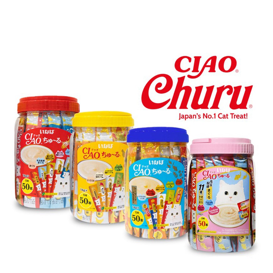 NEW STOCK !! Ciao Chu ru - 1 Bottle (14g X 50pcs) 100% Original Ciao Stick - Ciao Cat Treats ...