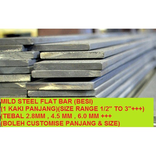 MILD STEEL FLAT BAR (BESI) (1 KAKI KE 5 KAKI ++ PANJANG)(BOLEH ...