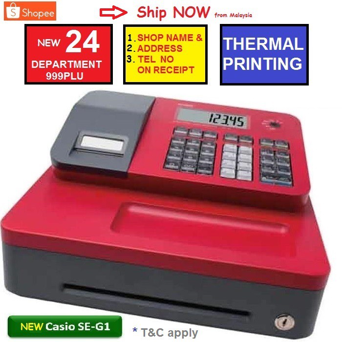 Mesin Wang Tunai Casio Cash Register Machine Money Cashier SE-G1 Laci ...