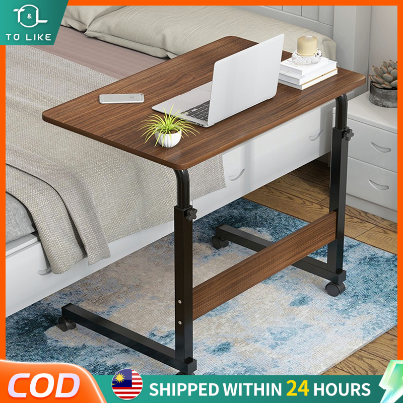 Meja Blajar/Meja Beroda Computer Desk Bed Side Study Table Portable ...
