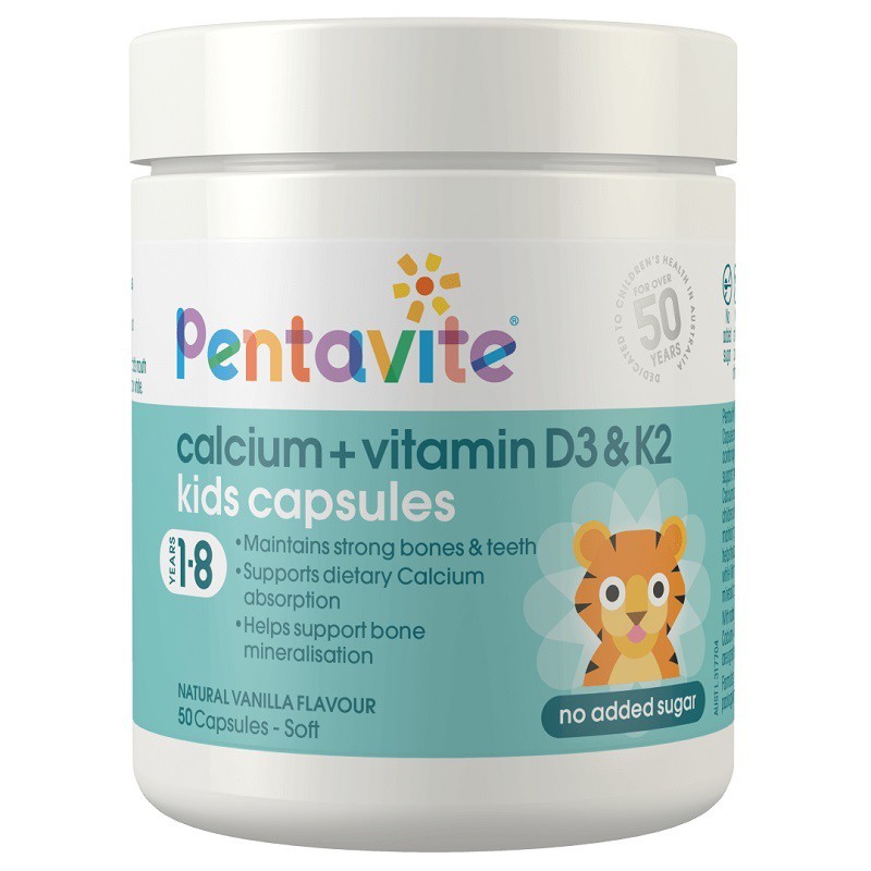 Pentavite Calcium + Vitamin D3 & K2 Kids 50 Capsules | Shopee Malaysia