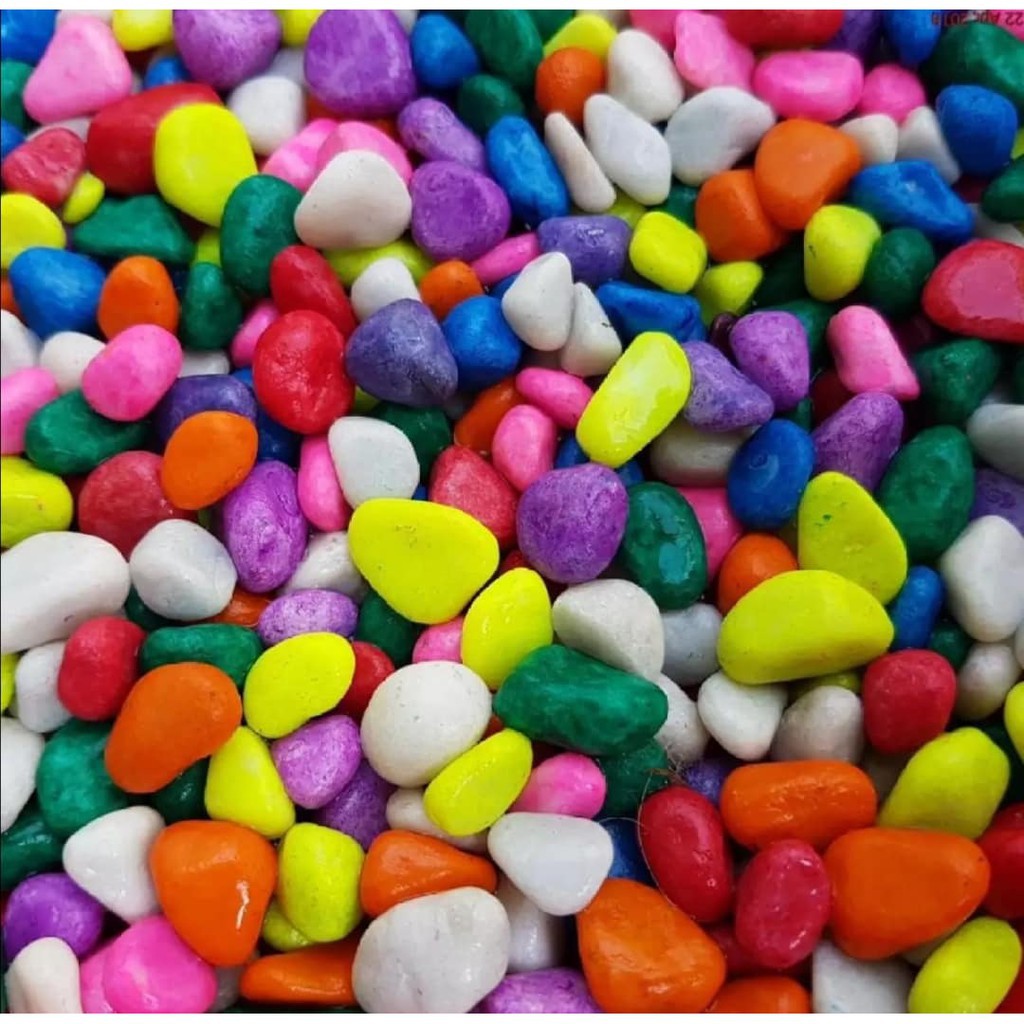 Batu Hiasan Warna Warni / Pebbles Stones Mix Colour +/- 400g | Shopee ...