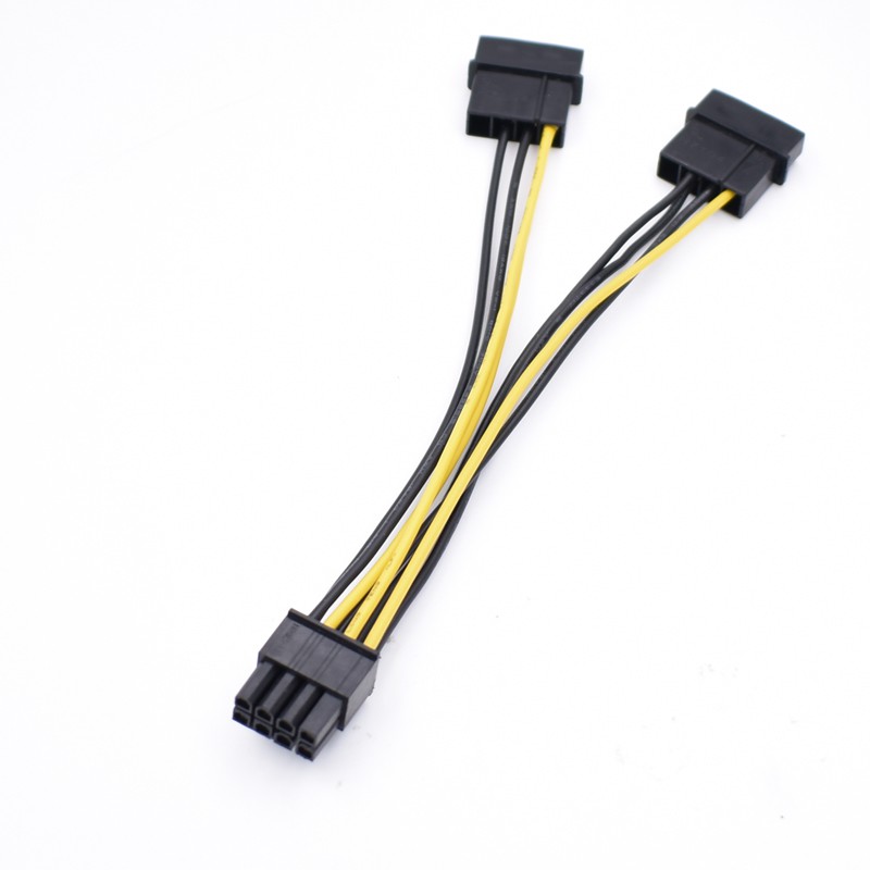 Dual Molex 4 pin to 8-Pin PCI Express Video Card Pci-e ATX PSU Power ...