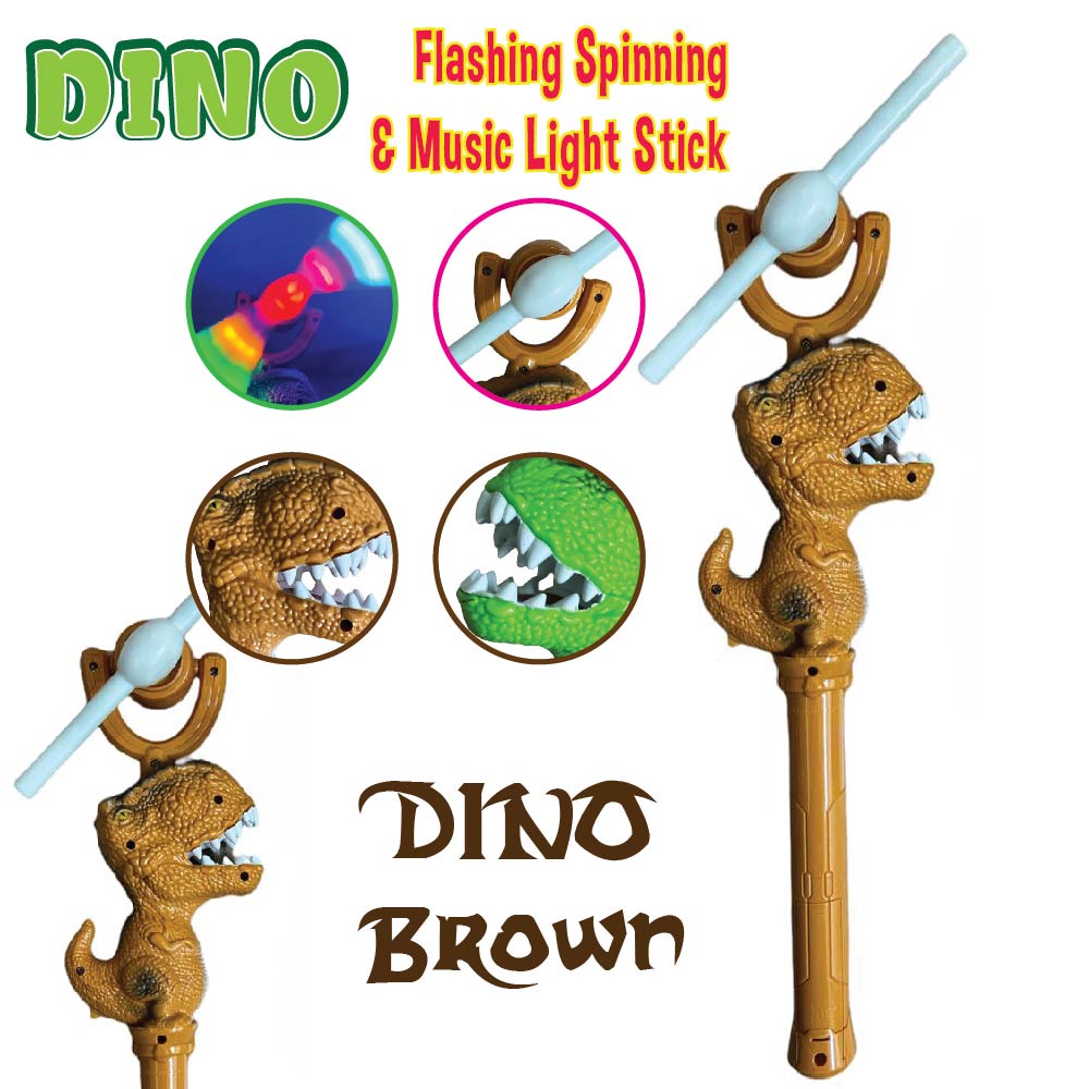 Dino Dinosaur Flashing Windmill Dino Brown Green Light Stick With Light ...