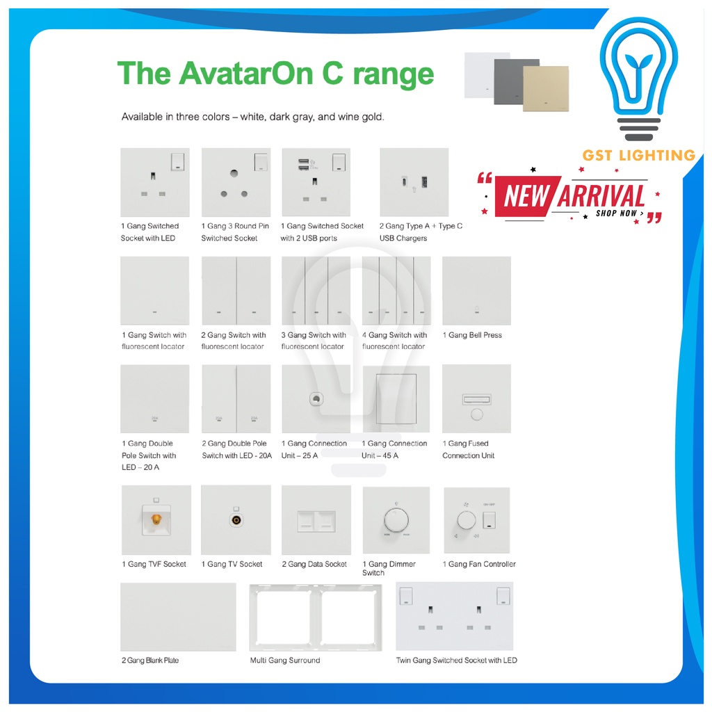Schneider Electric AvatarOn C Series (White Color) Switches & Sockets ...