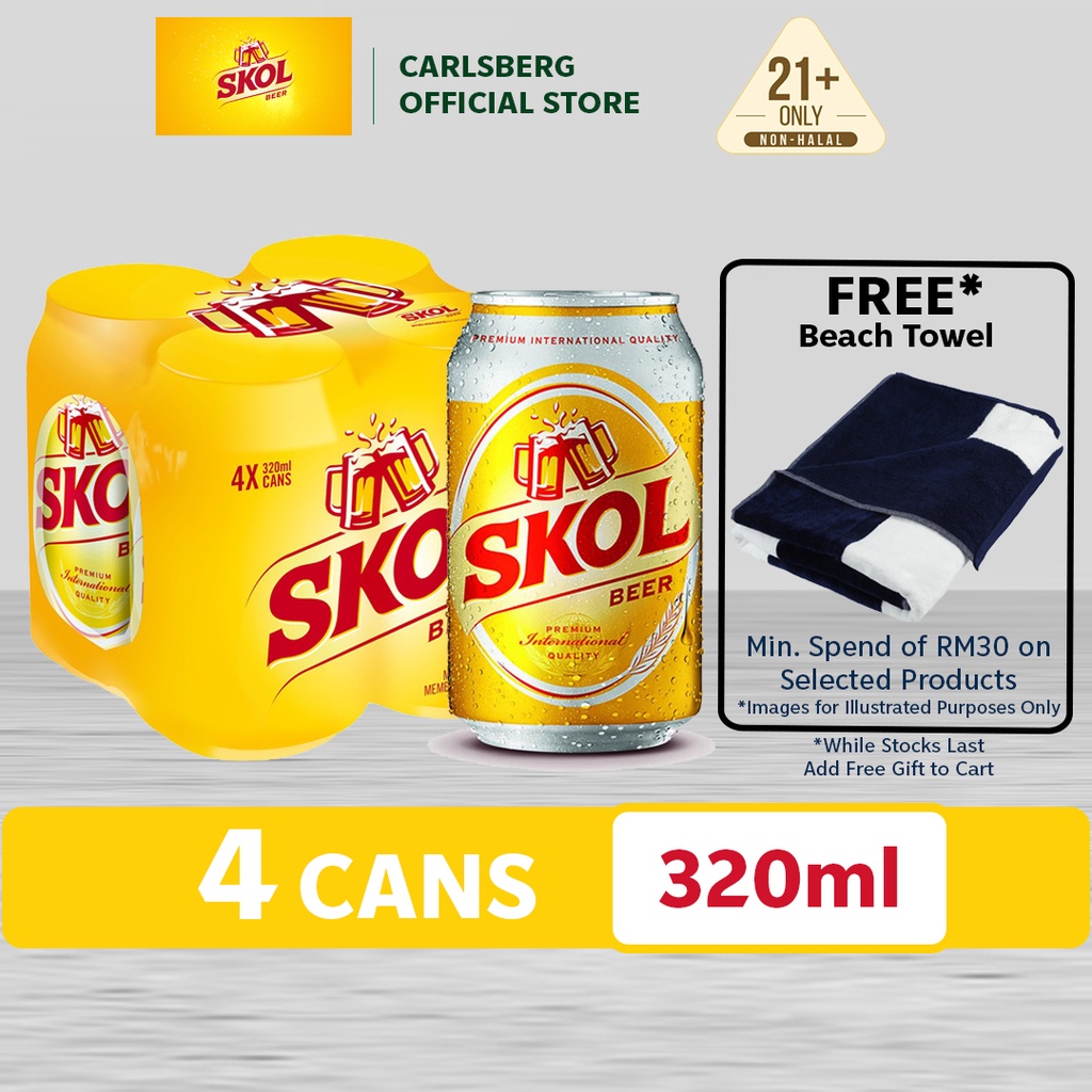 Skol Beer Can Lager Beer 4.0% Alcohol (320ml x 4) | Shopee Malaysia