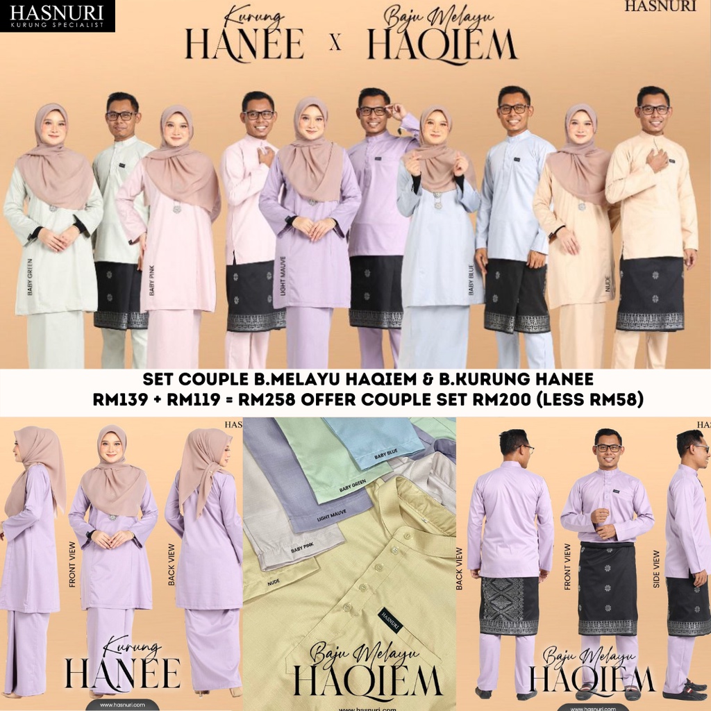 [HASNURI] SET COUPLE B. MELAYU HAQIEM & HANEE PREMIUM COLLECTION | Shopee Malaysia
