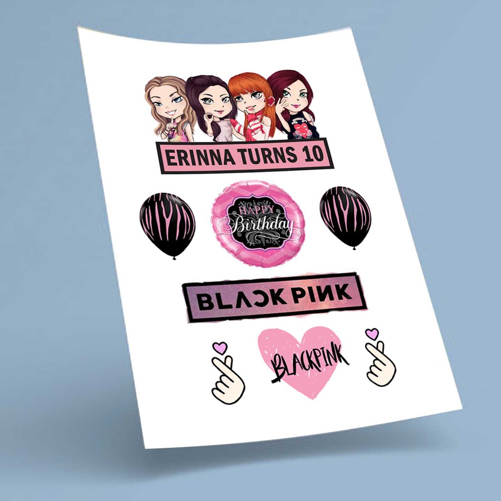 BLACK PINK DESIGN CUSTOM NAME & AGE [JPEG FORMAT/FILE] [CAKE TOPPER ...