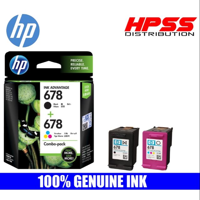 ORIGINAL HP 678 COMBO BLACK + COLOR COMBO PACK INK CARTRIDGE. FOR ...