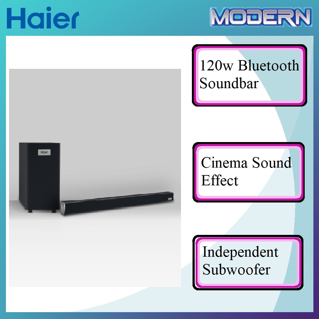 HAIER ( HSD3A040B ) 120w Powerful Soundbar with 7 Speaker Bluetooth ...