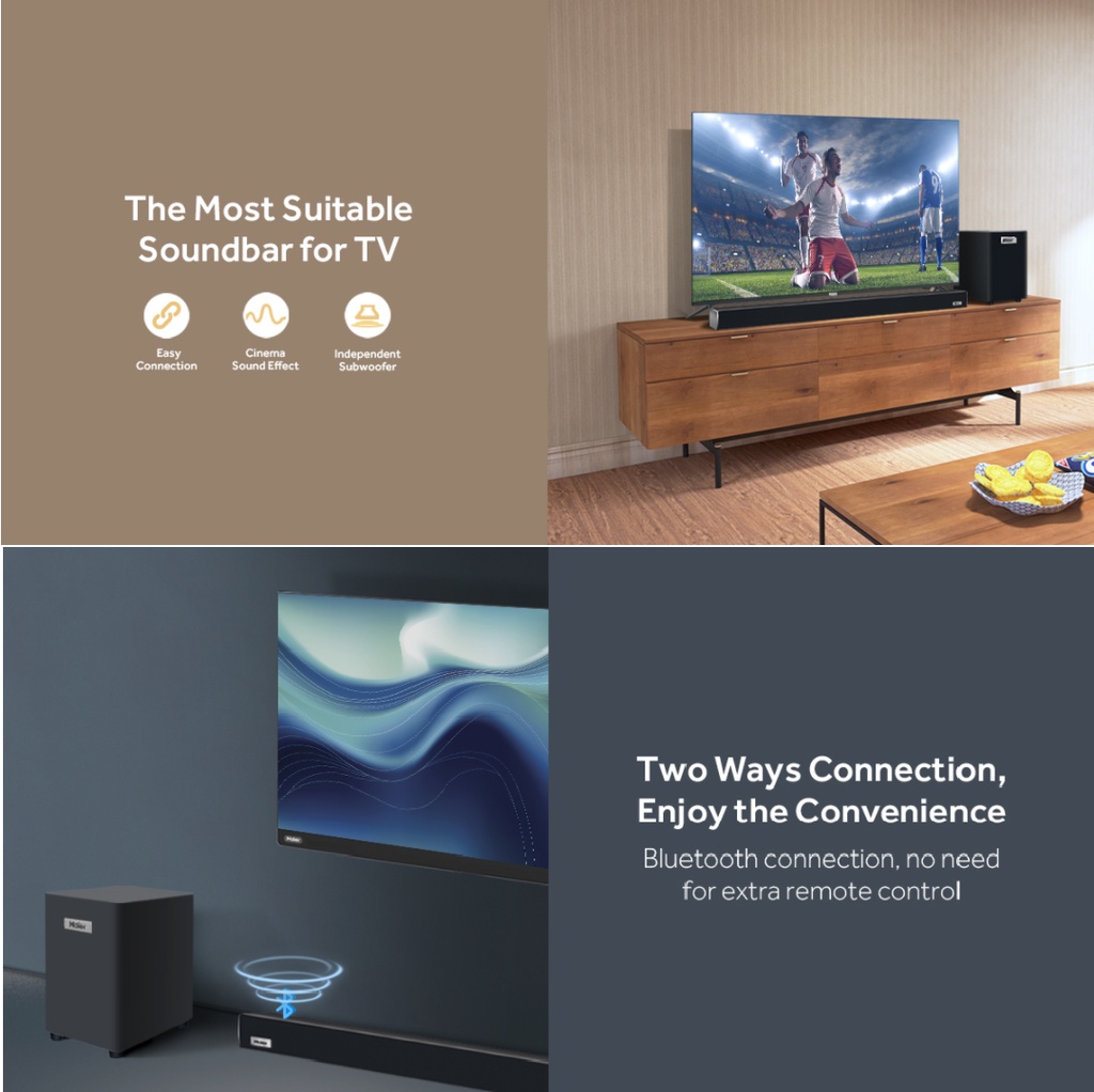 Haier Sound Bar With Woofer Bluetooth Connection Soundbar HSD3A040B ...