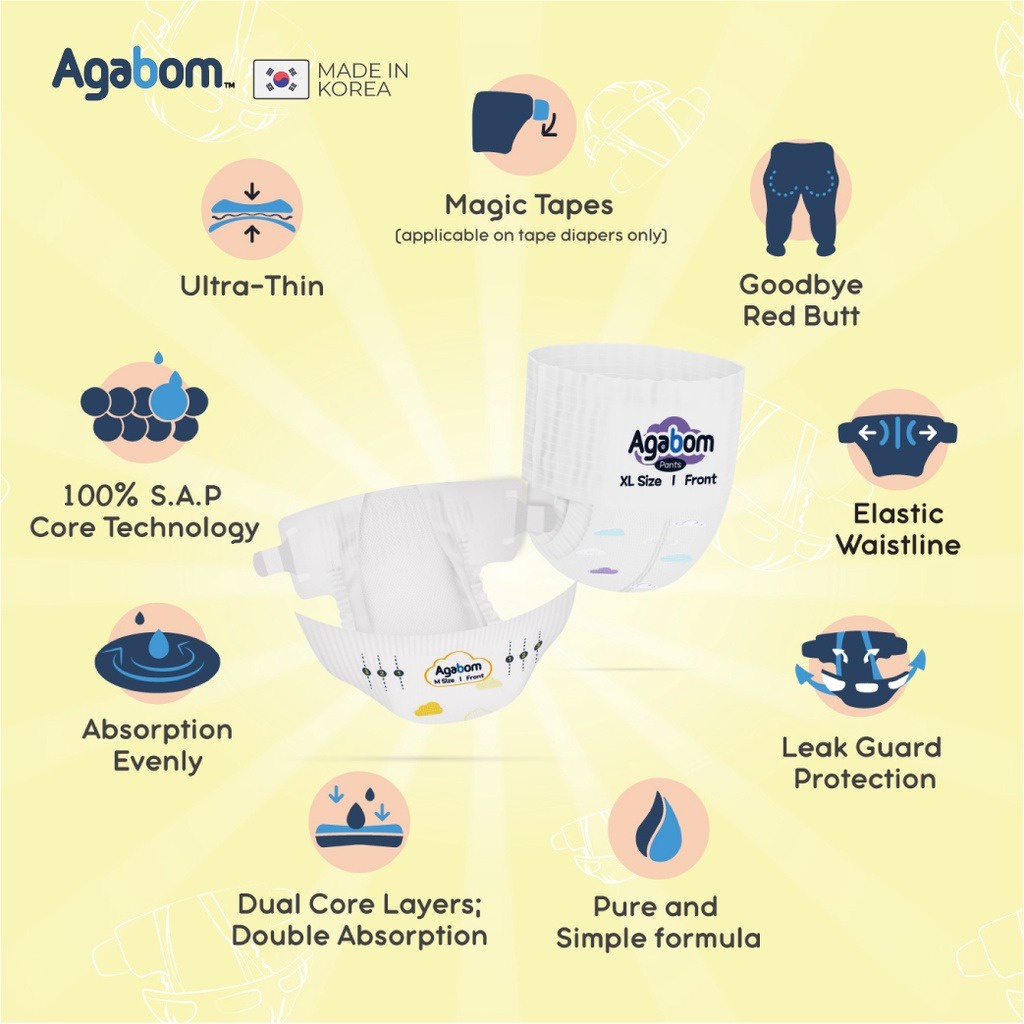 Agabom Baby Diapers Tape / Pants Trial Set Chlorine Free Baby Diapers ...