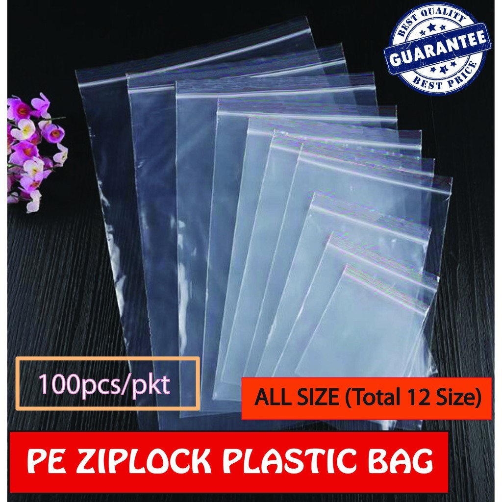 100pcs Ziplock Plastic Bag Clothes Packaging Zipper Plastik Ziplock ...