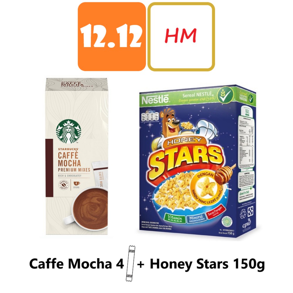 Starbucks Caffè Mocha Premium Instant Coffee Mixes (4 Sticks/Box) & Nestle Honey Star Cereal ...