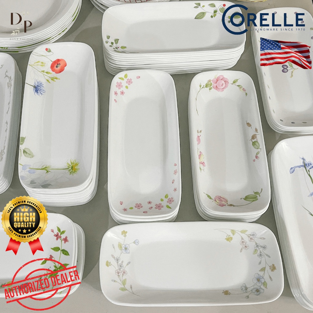Original USA Corelle Square Fish Plate/Serving Tray 26.5cm (Plum/Pastel ...