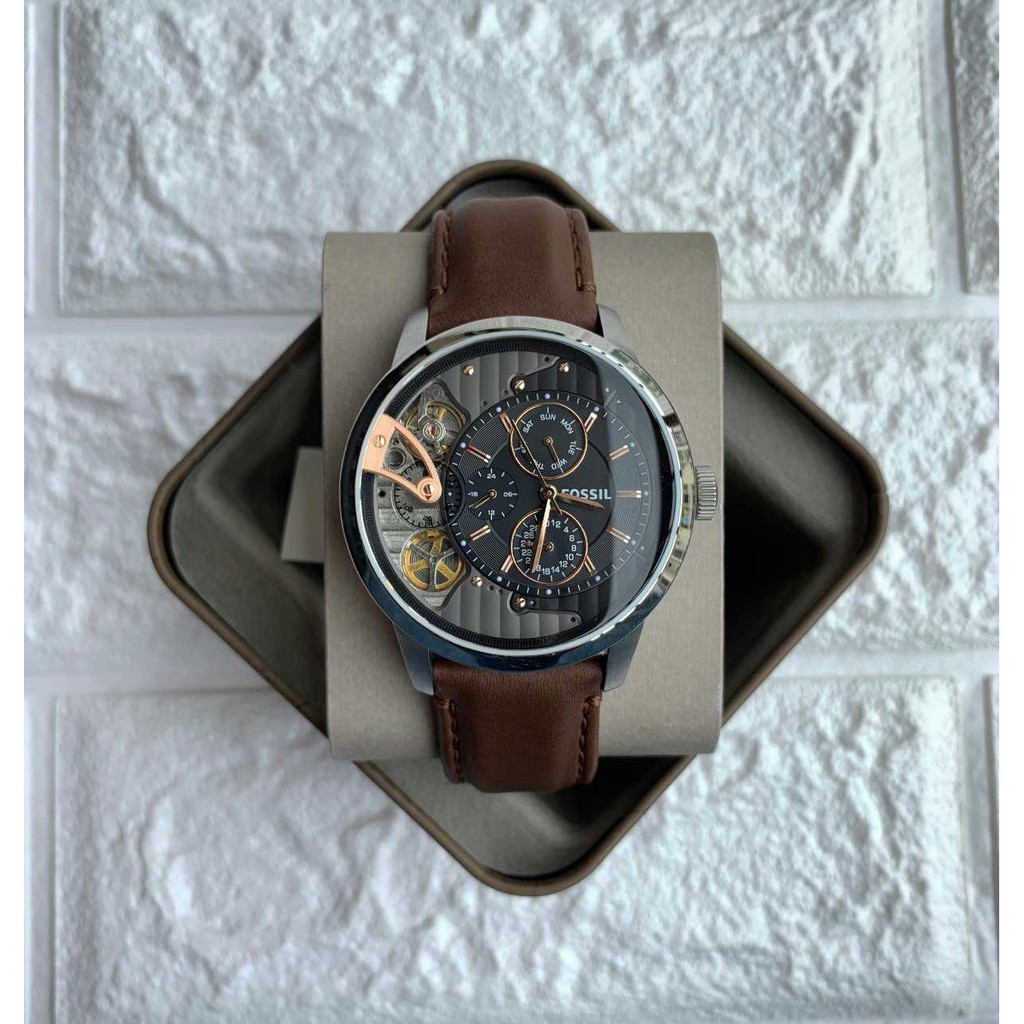 Fossil Original ME1163 TOWNSMAN TWIST MULTIFUNCTION DARK BROWN LEATHER ...