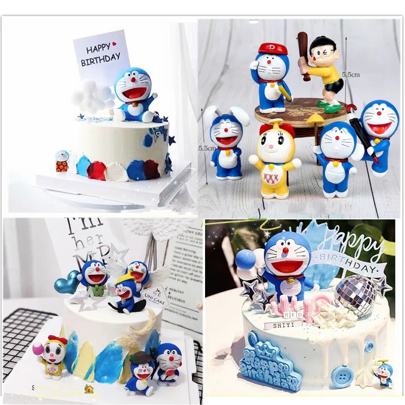 Doraemon theme cake topper Cake Figurines Topper Decoration Doraemon ...