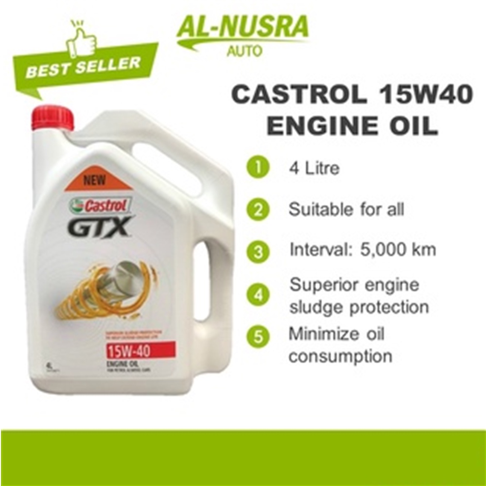 CASTROL GTX 15W40 ENGINE OIL 4L MINYAK HITAM MINERAL 15W-40 MINYAK ...