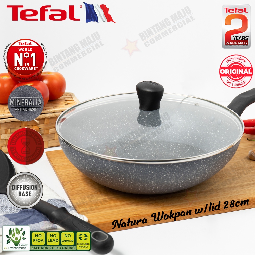 Tefal Cookware Natura Wokpan 28cm W/Lid (B22692) | Shopee Malaysia