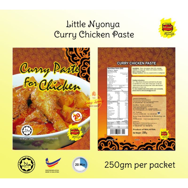 LITTLE NYONYA Pes Kari Ayam Segera / Instant Chicken Curry Paste 250gm [HALAL] | Shopee Malaysia