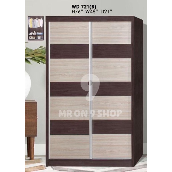 4 FT Sliding Wardrobe with Mirror Design/ 4 Kaki Almari Baju Sliding ...