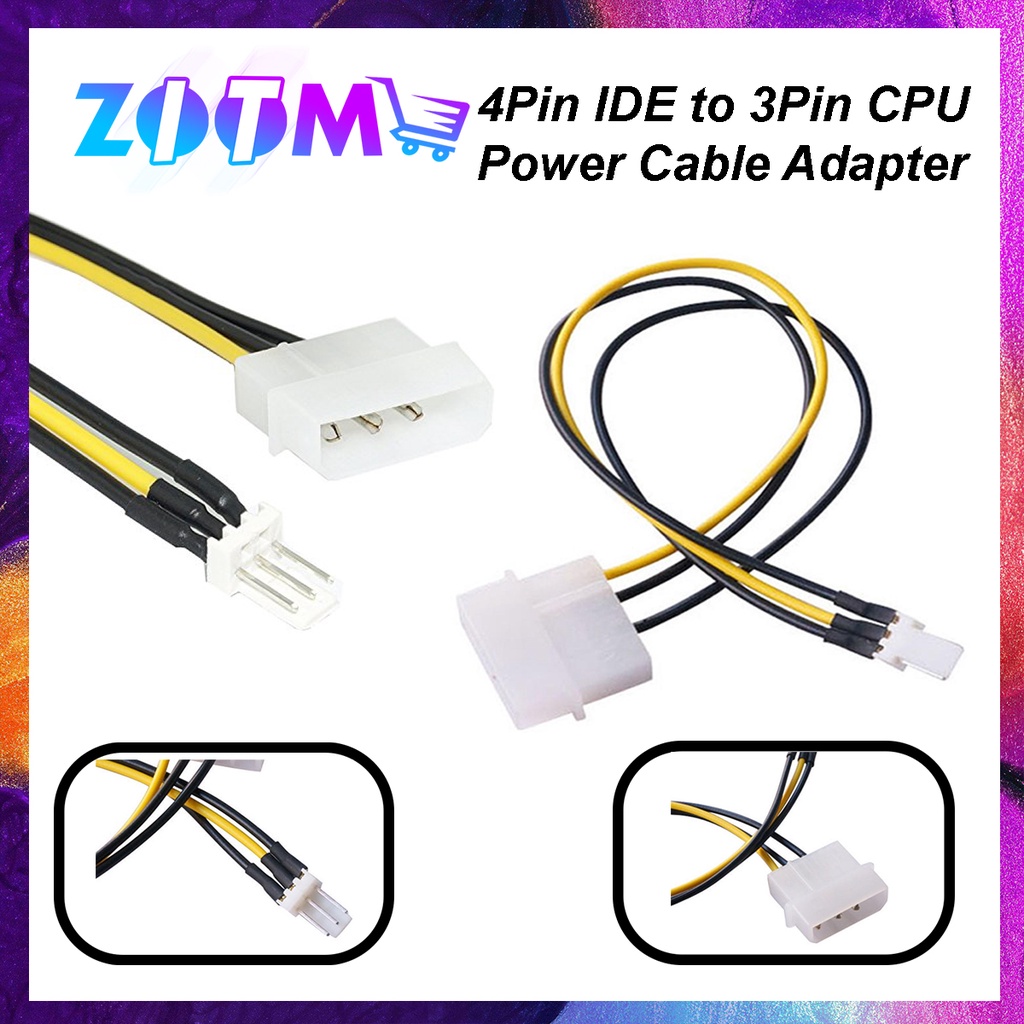 IDE MOLEX 4 PIN MALE TO 3 PIN MALE CASE FAN POWER CONNECTOR EXTENSION ...