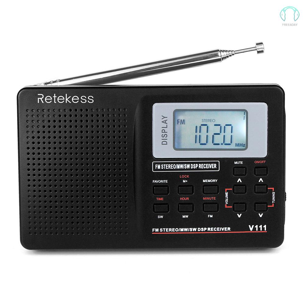 Retekess mw/fm/sw stereo radio 9khz pocket world band digital tuning ...