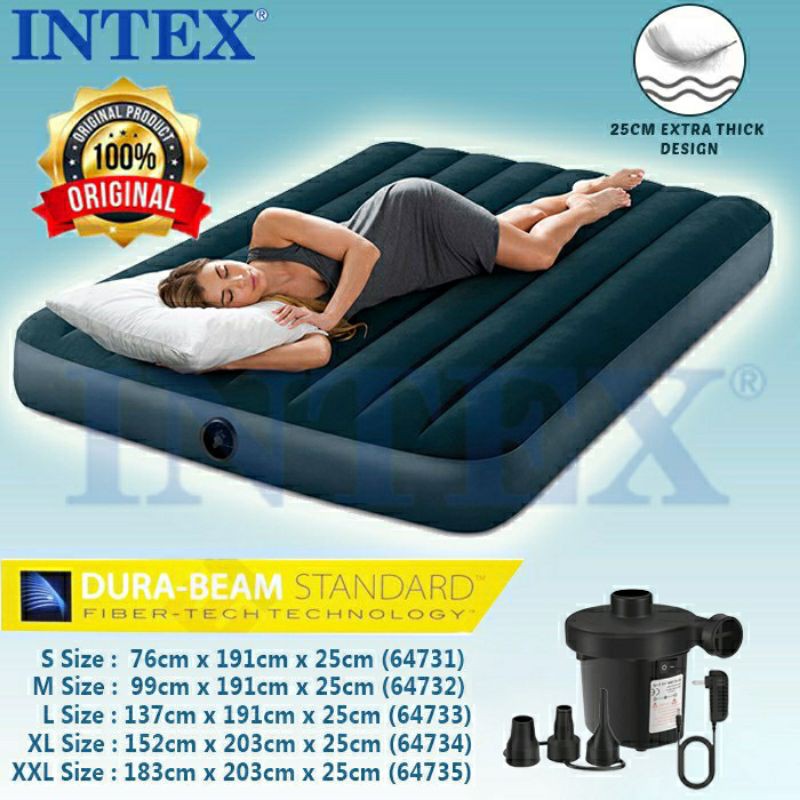 READY STOCK Tilam Angin Intex 5 Sizes Midnight Green 25cm Extra Thick ...