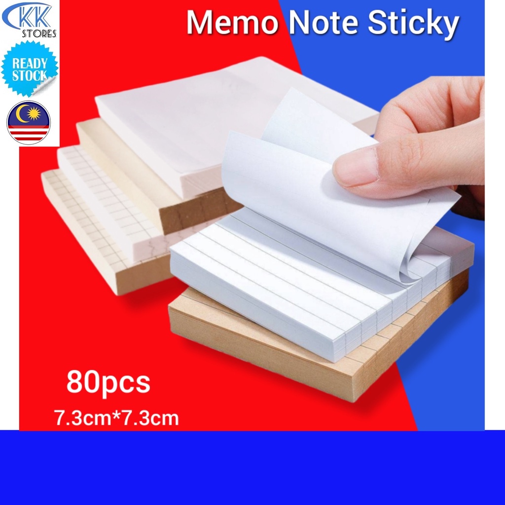 Memo Note Sticky Paper 80 Sheets Sticky Daily Note Stationary Memo Pad ...
