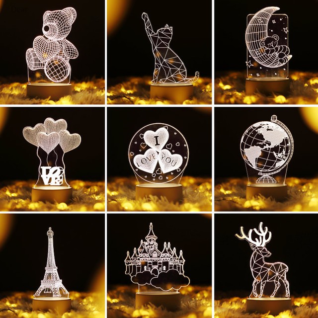 3D Creative Light LED Usb Display Light Acrylic Night Light LED Light ...