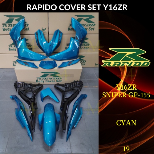 RAPIDO BODY COVER SET Y16ZR SNIPER GP 155 (19) CYAN (STICKER TANAM ...