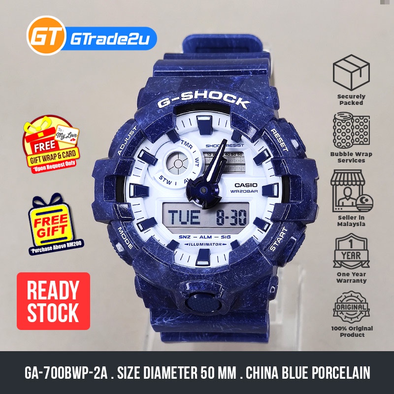 Original G Shock GA-700BWP-2A Digital GA700 China Blue Porcelain Watch ...