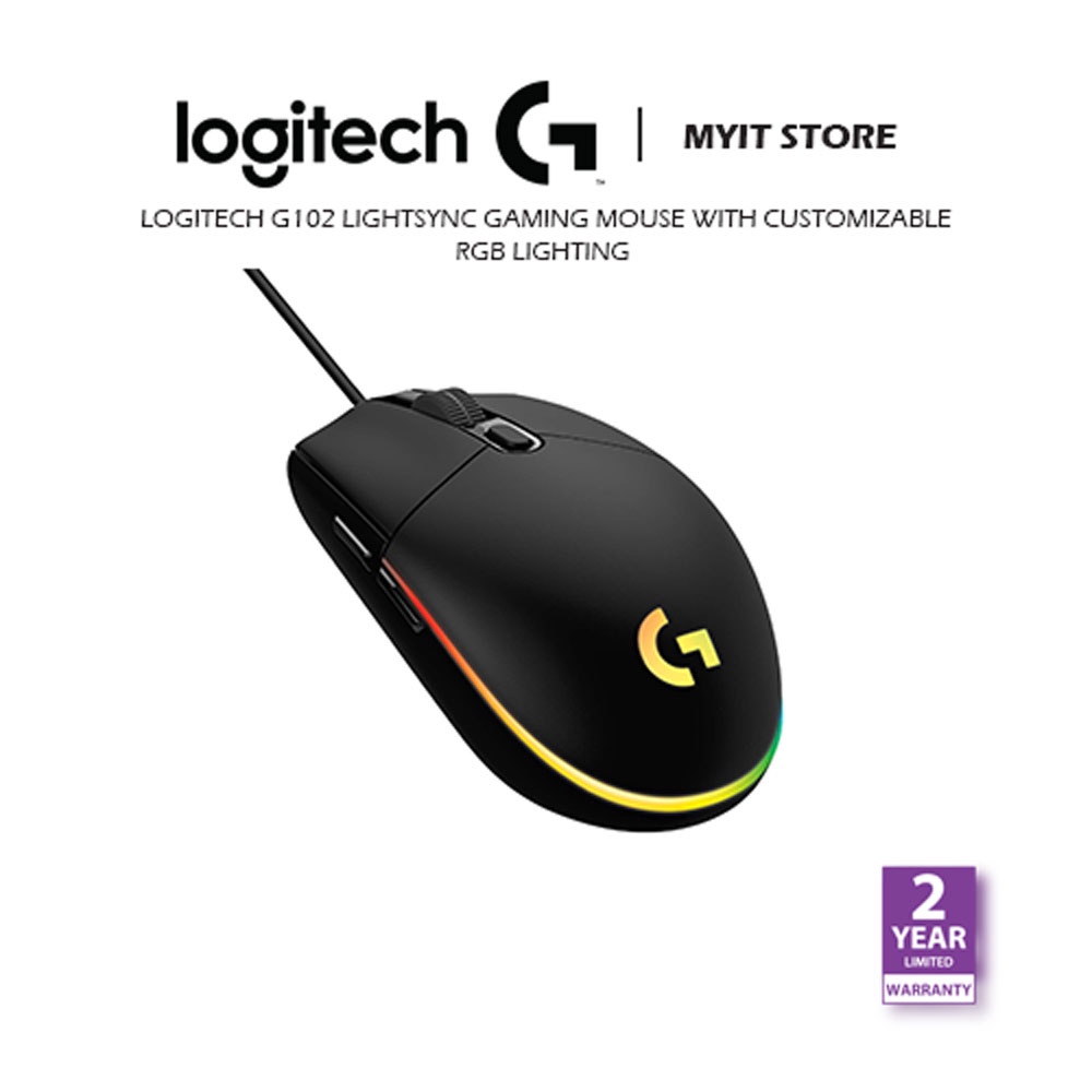 Logitech G102 / G102 LIGHTSYNC RGB 6 Button Gaming Mouse Black/ White - 910-005802 | Shopee Malaysia