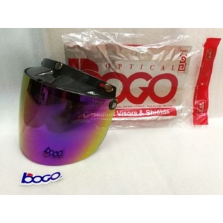 BOGO VISOR 3 BUTTON UNIVERSAL HELMET REVO CRYSTAL GOLD 2-TONE BLUE MHR ...