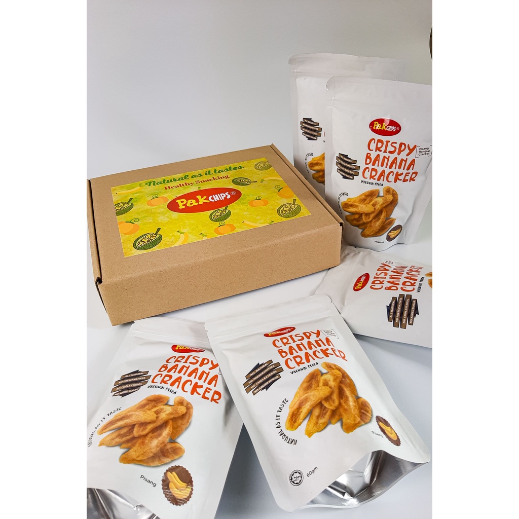 Combo 5 Packs Pakchips Kerepek Pisang Tanduk Crispy Banana Cracker Vaccum Fried Snacks Gift Box ...