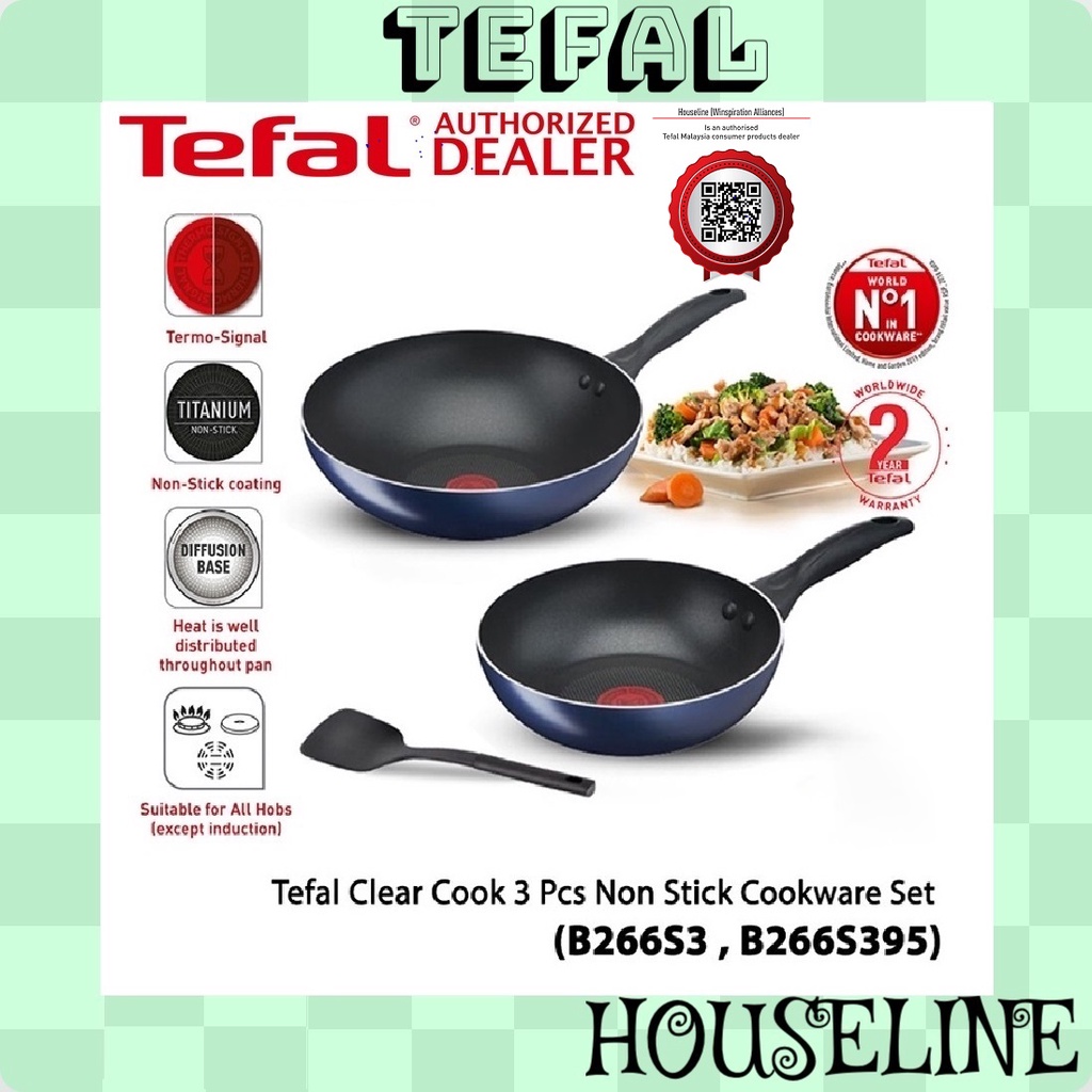 (9.9 SALES!!) Tefal Clear Cook 3 piece Non Stick Cookware Set B266S3 ...