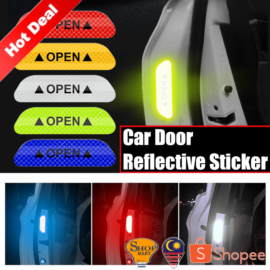 Car Door Reflective Sticker Door OPEN Warning Sticker Reflector Sticker ...