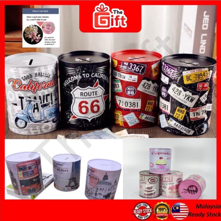 The Gift Coin bank metal tabung duit tabung syling tabung besi coin box ...