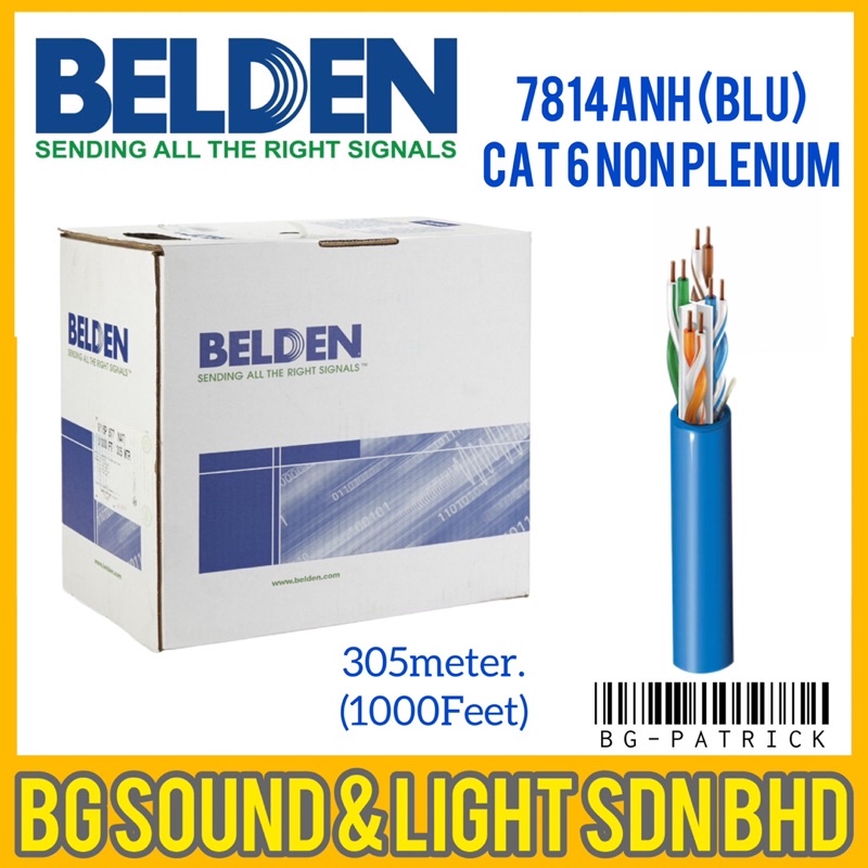 BELDEN 7814A Network CAT6 Cable 24AWG 4 Pair UTP Solid Bare Annealed Copper Conductors Network ...