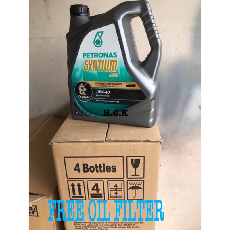 PETRONAS 10W-40 SEMI SYNTHETIC ENGINE OIL 4L (FREE OIL FILTER) | Shopee ...