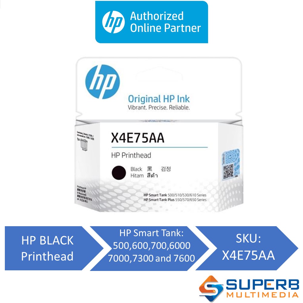 HP X4E75AA Black Inktank Printhead [For HP Smart Tank: 500,600,700,6000 ...