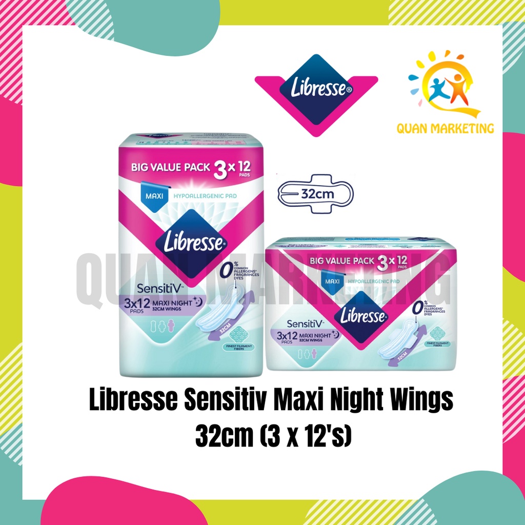 Libresse Sensitiv Maxi Night Wings 32cm (3 x 12's) | Shopee Malaysia