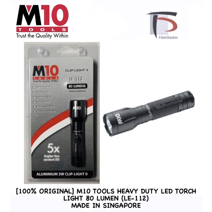 [100% ORIGINAL] M10 TOOLS HEAVY DUTY LED TORCH LIGHT 80 LUMEN (LE-112 ...