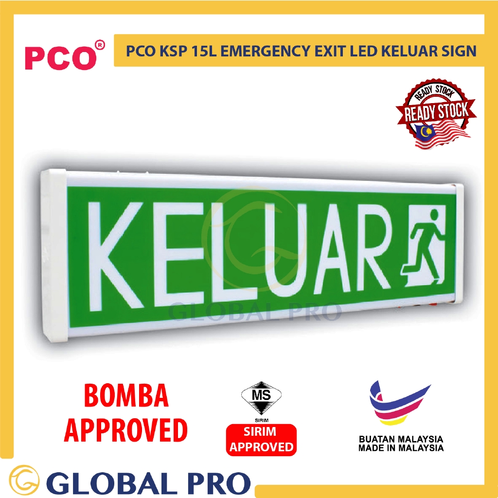 PCO KSP 15L Emergency Exit Led Keluar Sign Surface Type Sirim Approved ...
