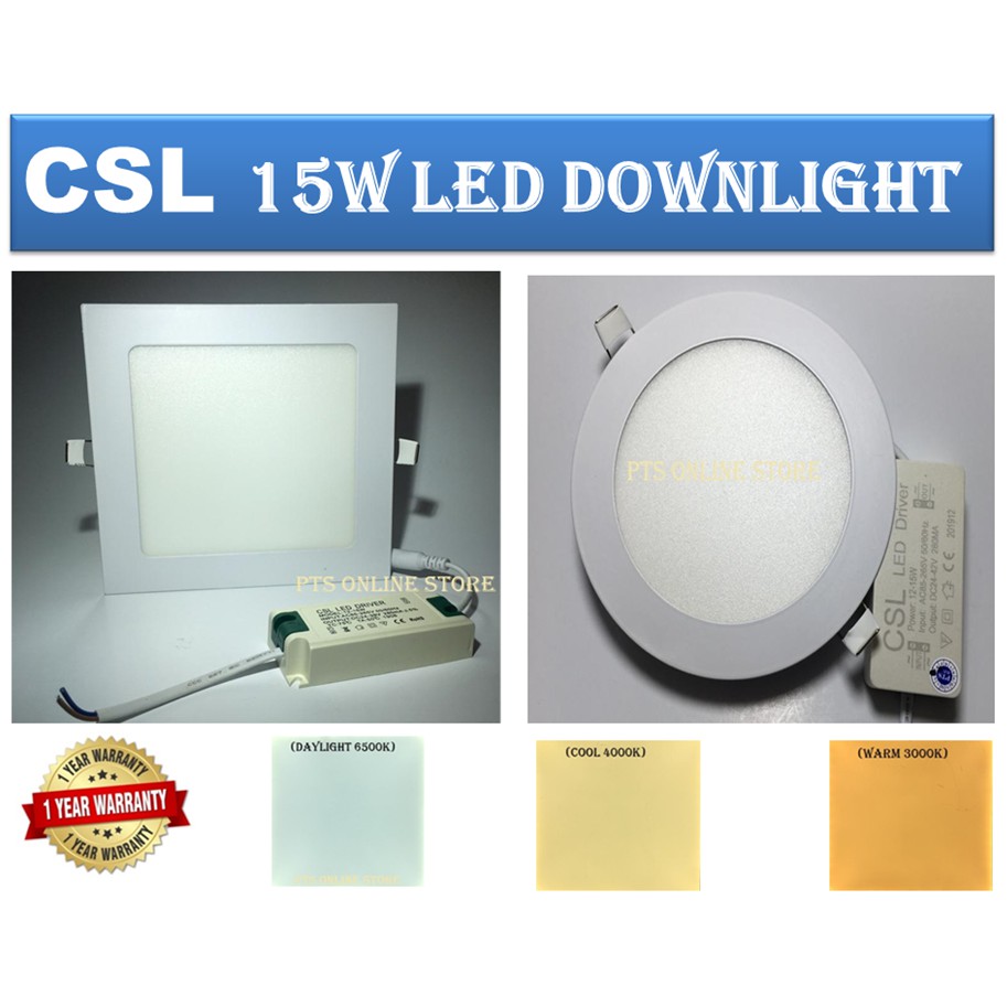 CSL *SUPER SLIM* LED DOWN LIGHT 6"15W Round / Square DAYLIGHT(6500k ...