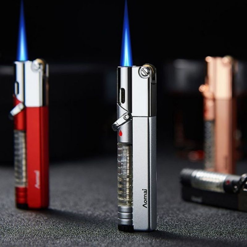 AOMAI 7108 Jet Flame Lighter Refillable With butane gas Adjustble Flame ...